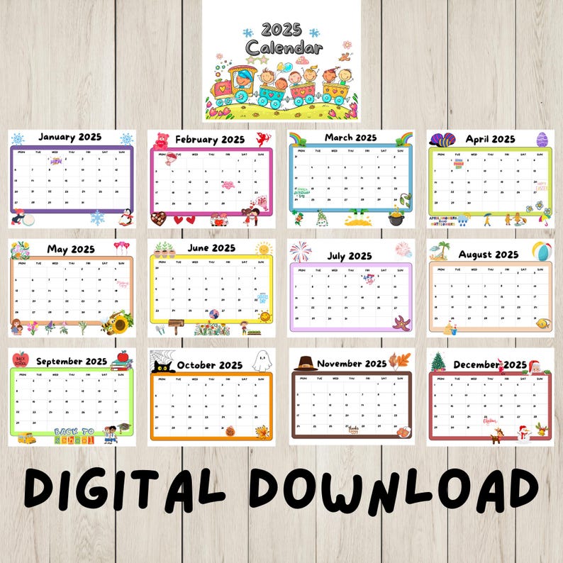 2025 Calendar | Kids Calendar 2025 | Kids Monthly Calendar - Etsy