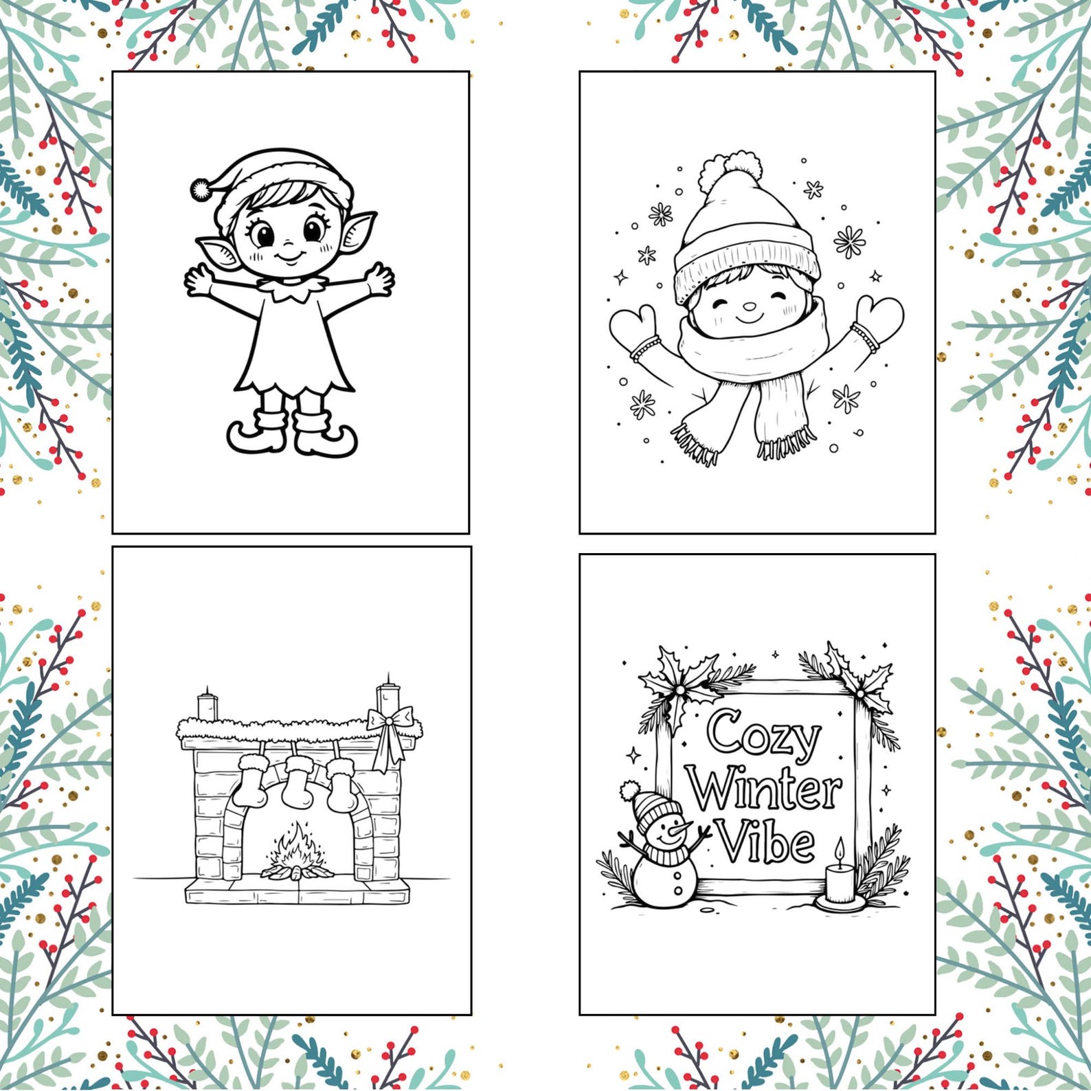 Cozy Girls Christmas Coloring Book for Adults & Teens: Relaxation and ...