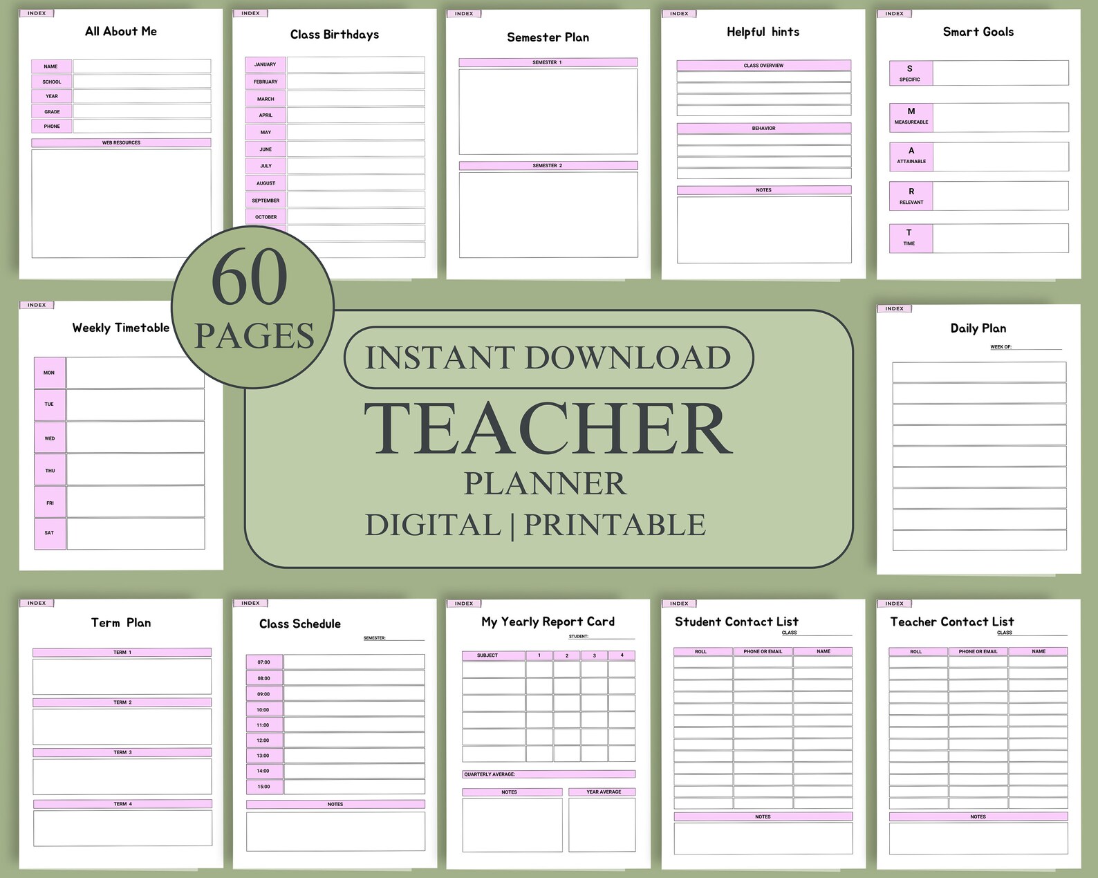 Teacher Planner Template, Digital Academic Planner, Academic Planner ...