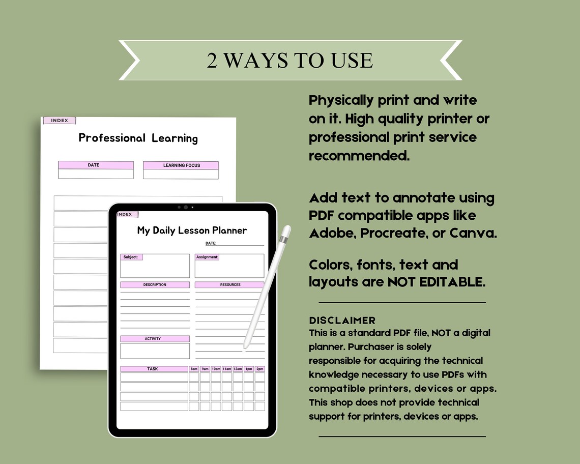 Digital Teacher Planner Template: Academic Lesson Planning (digital ...