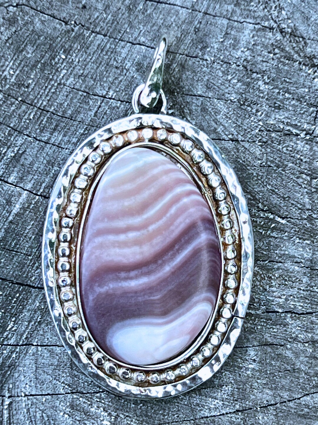 Sterling Silver Wampum Pendant With Bead Wire Detail on Sterling Silver ...
