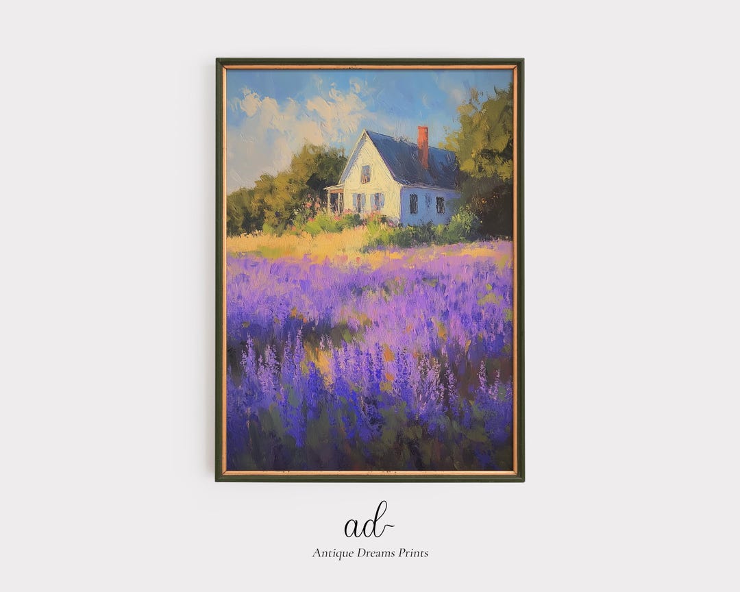 Printable Lavender Farm Field, Vintage French Countryside Monet ...