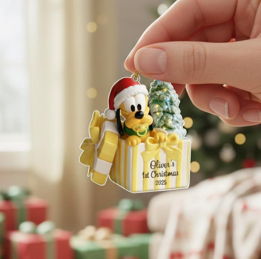 Custom Pluto Dog Baby’s First Christmas Ornament, Personalized Disney ...