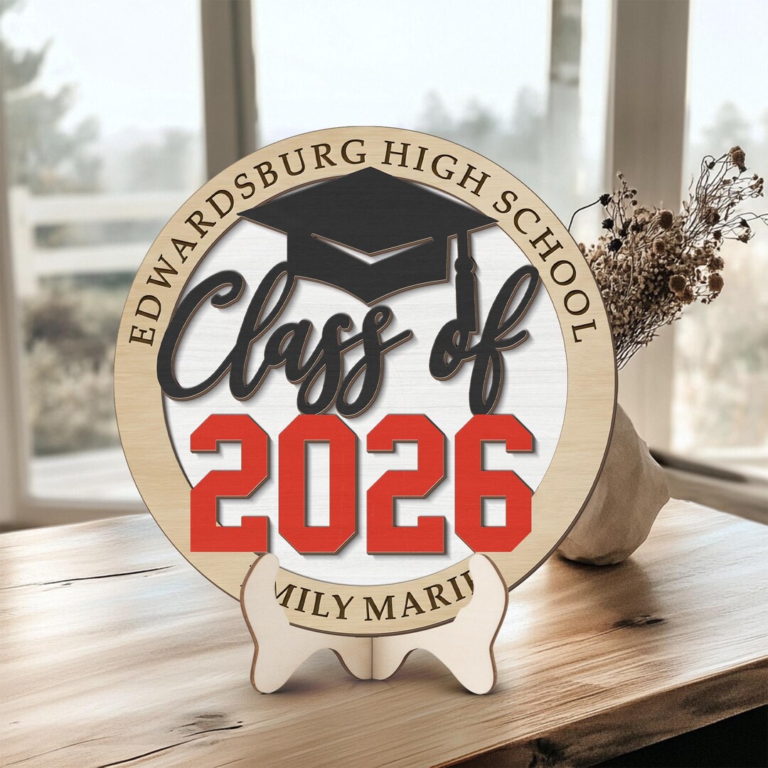 Personalized Graduation Wooden Plaque, Class of 2026 High School Sign ...