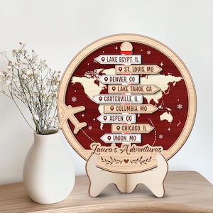 Personalized Travel Adventure Wooden Sign, Custom Traveling Destination ...