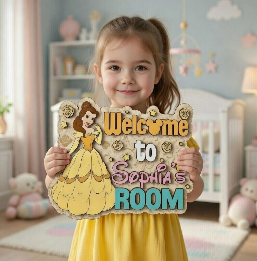 Personalized Belle Princess Nursery Name Sign, Welcome to Girls Room ...