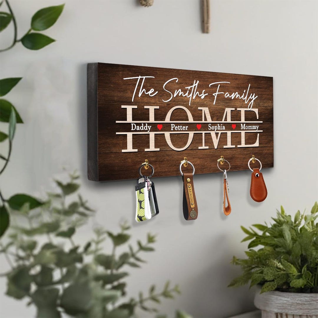 Personalized Family Name Key Holder, Key Holder for Wall, Key Hanger ...