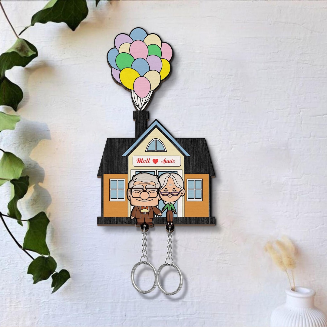 Personalized Disney Couple Keychain, up House Key Holder, Carl and ...