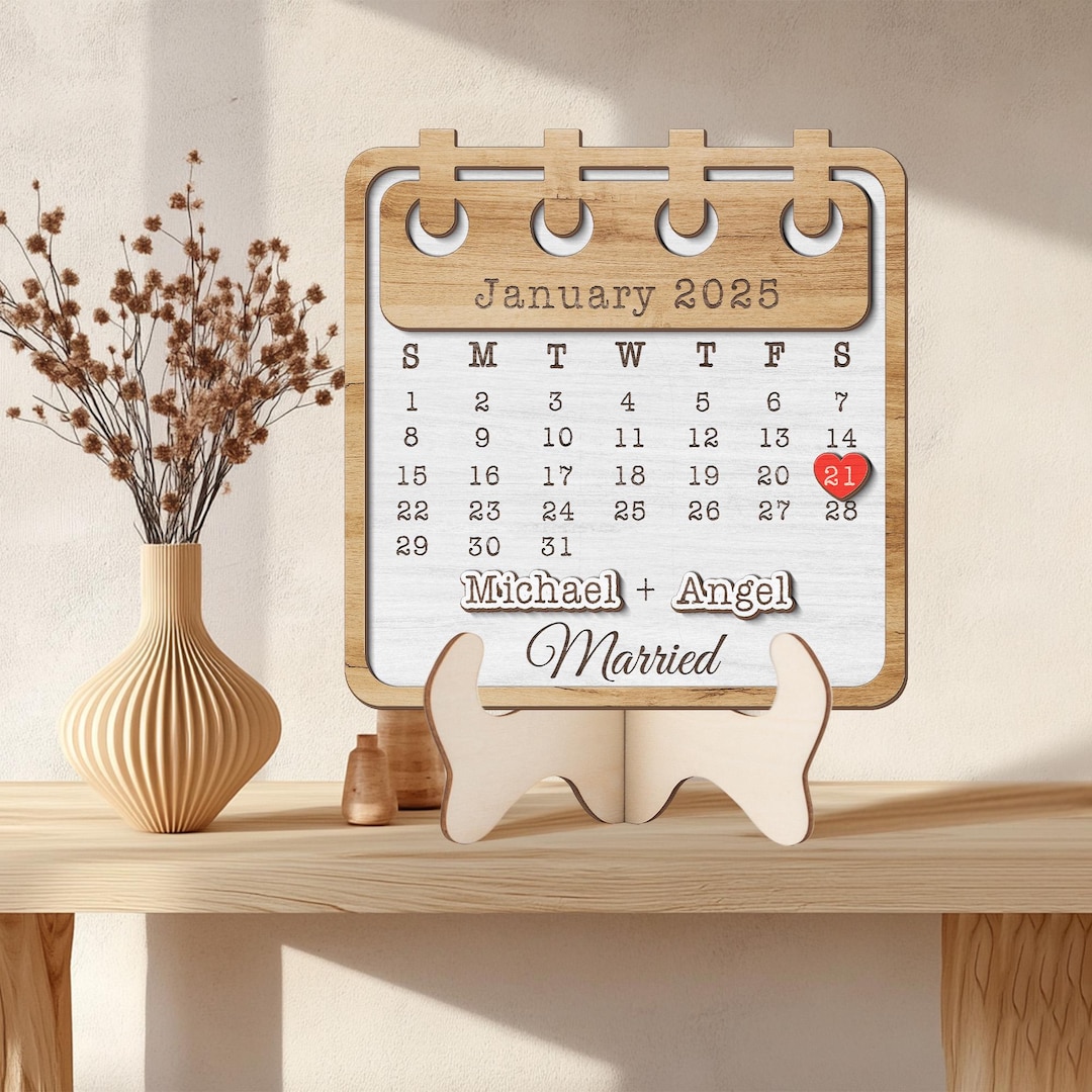 Personalized Wedding Date Wooden Sign, Married Calendar Decor, Wedding ...