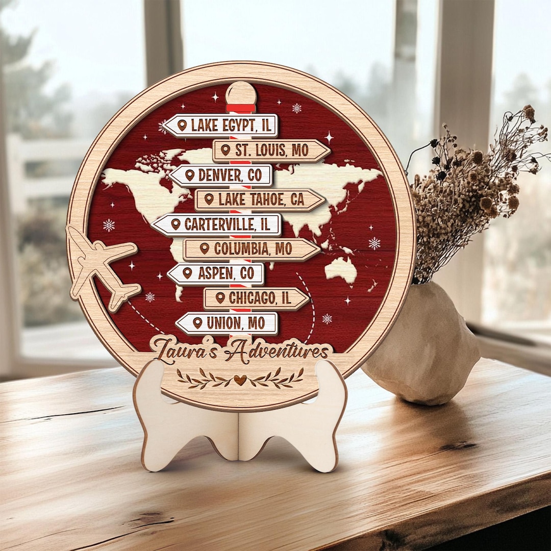 Personalized Travel Adventure Wooden Sign, Custom Traveling Destination ...