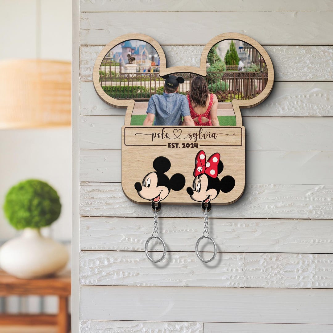 Personalized Photo Key Holder, Disney Couple Keychain, Mickey Minnie ...