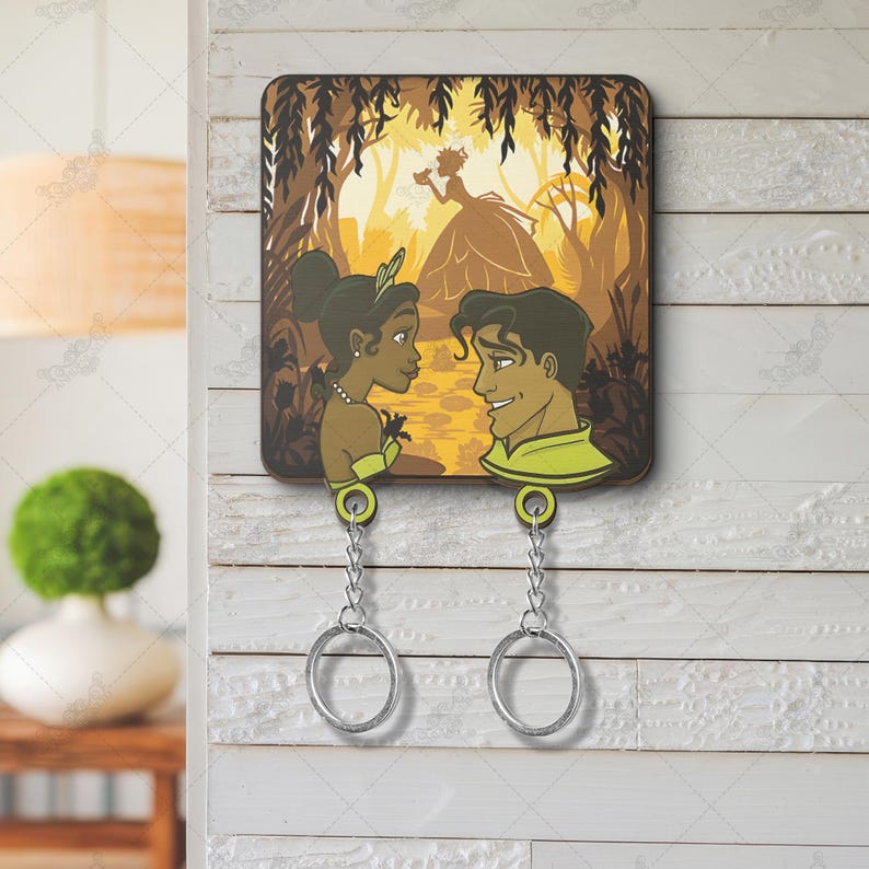 Personalized the Princess and the Frog Couple Wooden Keychain, Disney ...