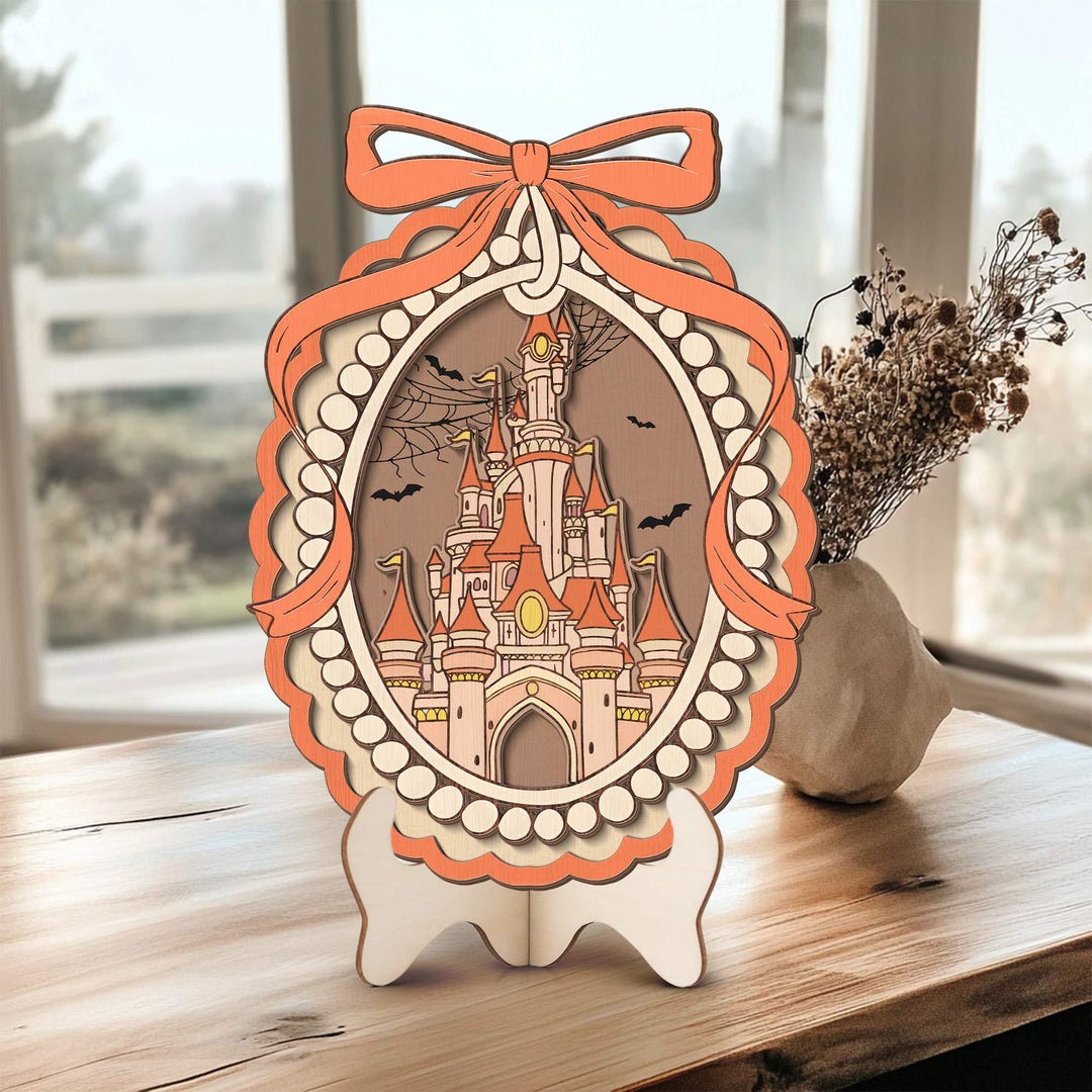 Retro Princess Magical Castle Bow Halloween Wooden Sign, Disney Castle ...