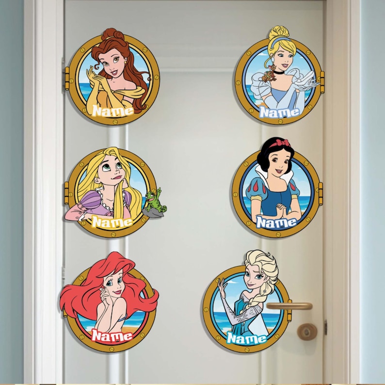 Personalized Disney Princess Character Porthole Magnets, Stateroom Door ...
