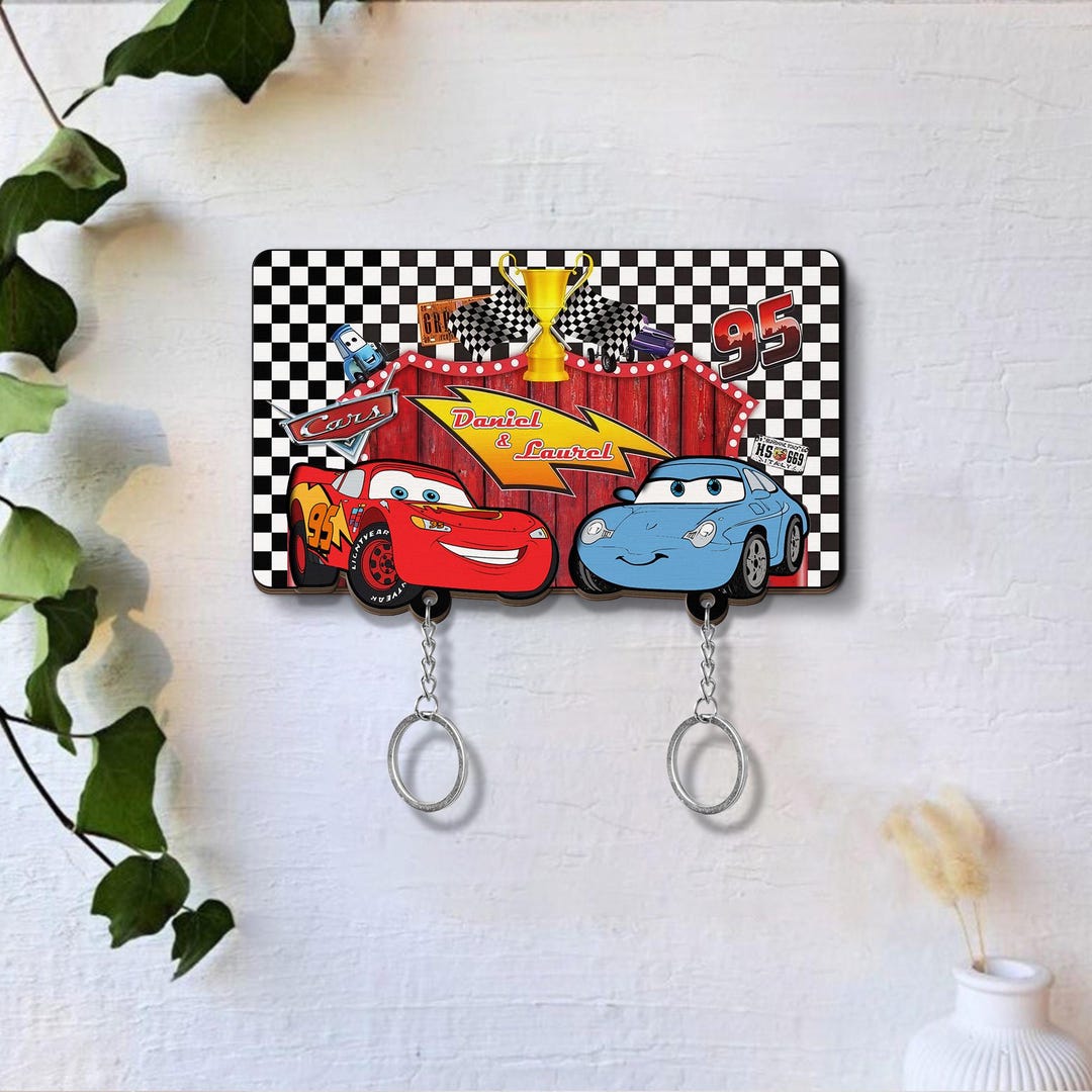 Personalized Cars Movie Couple Keychain Holder, Lightning Mcqueen and ...