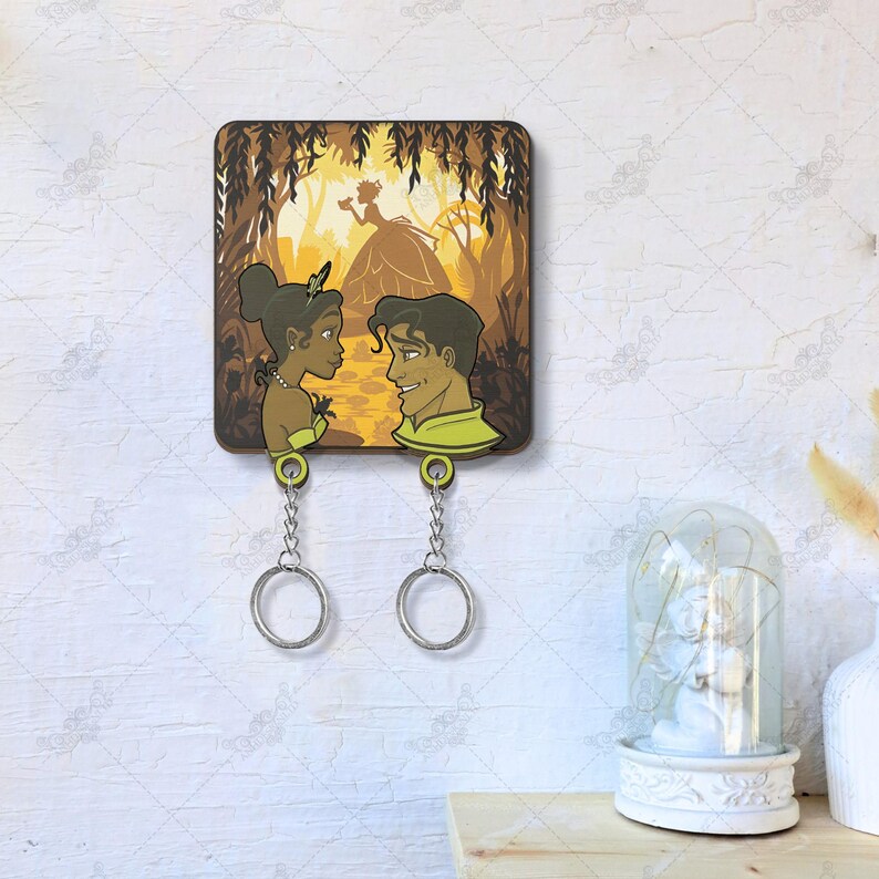 Personalized the Princess and the Frog Couple Wooden Keychain, Disney ...