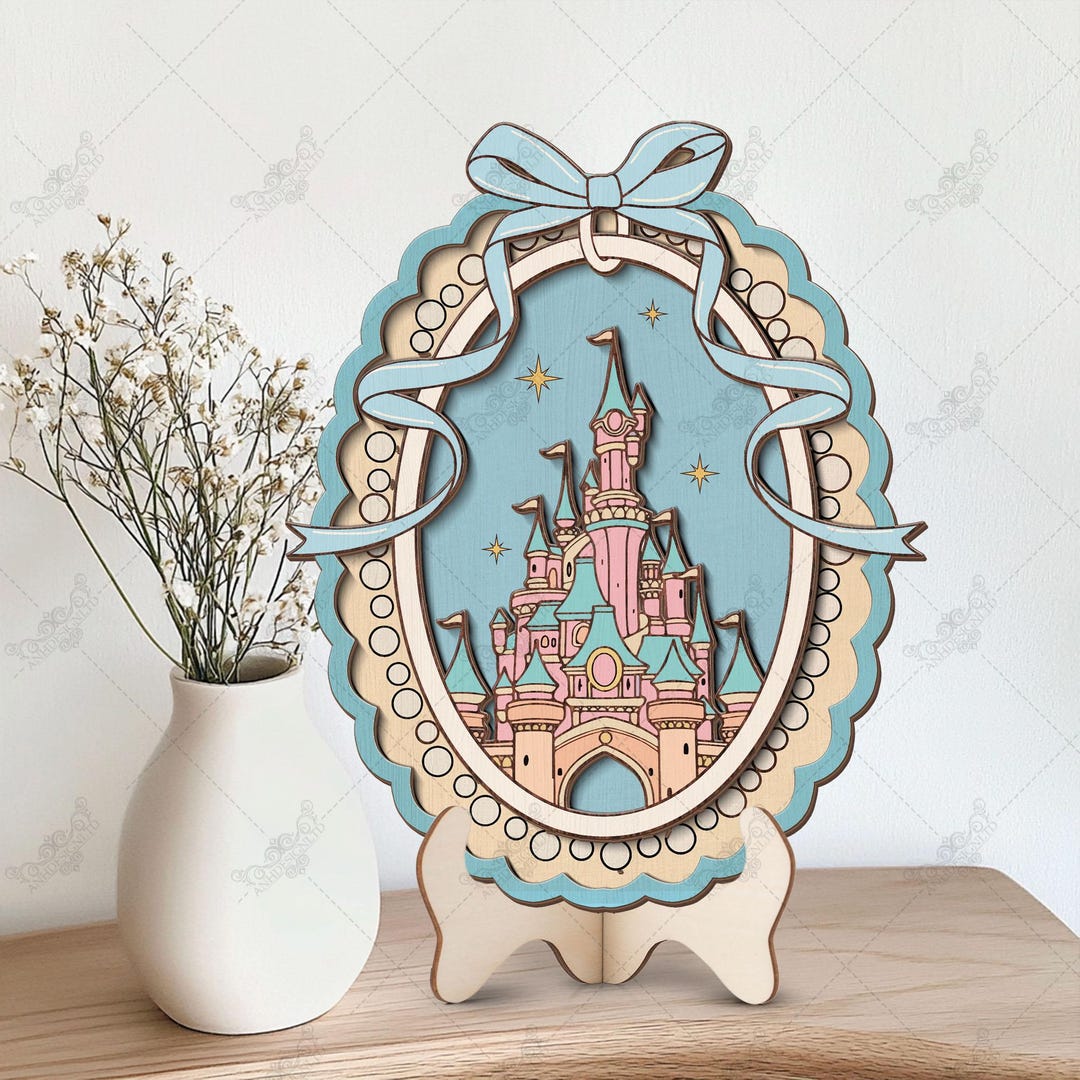 Retro Princess Magical Castle Bow Wooden Sign, Disney Castle Sign ...
