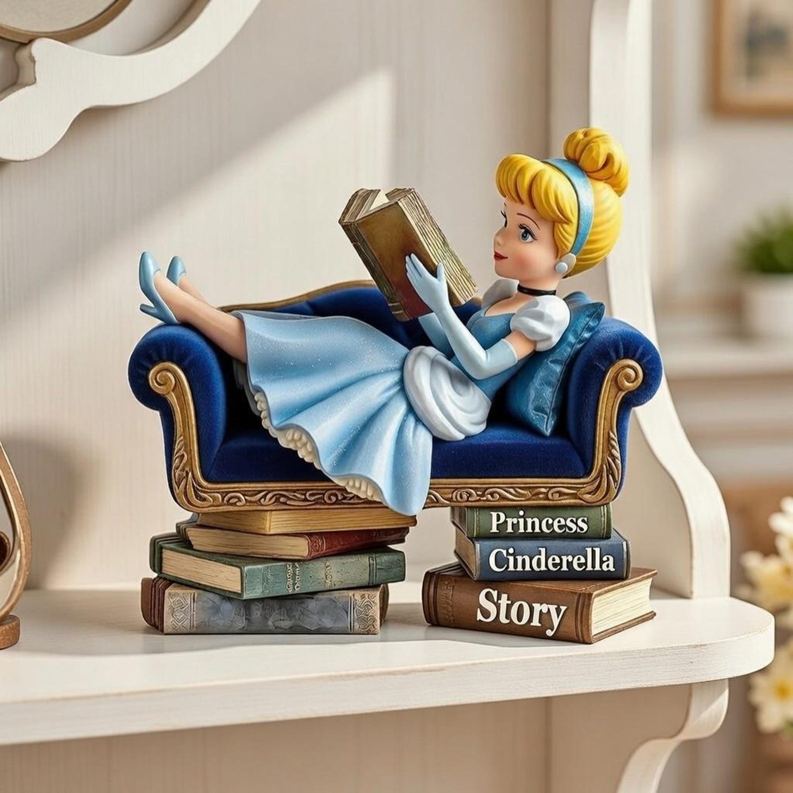 Disney Princess Cinderella Reading Wooden Block, Fairytale Book Lover ...