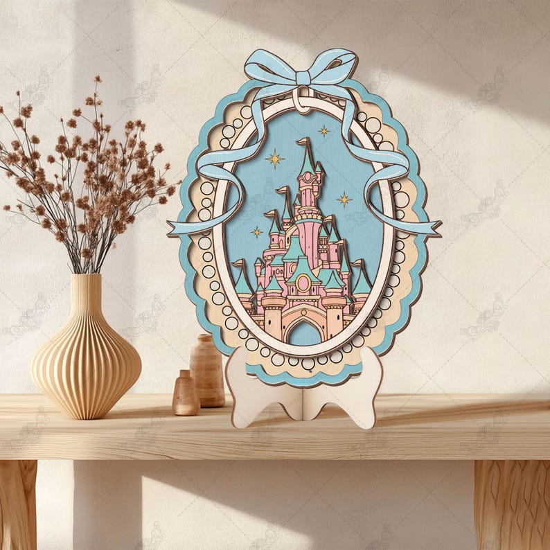 Retro Princess Magical Castle Bow Wooden Sign, Disney Castle Sign ...