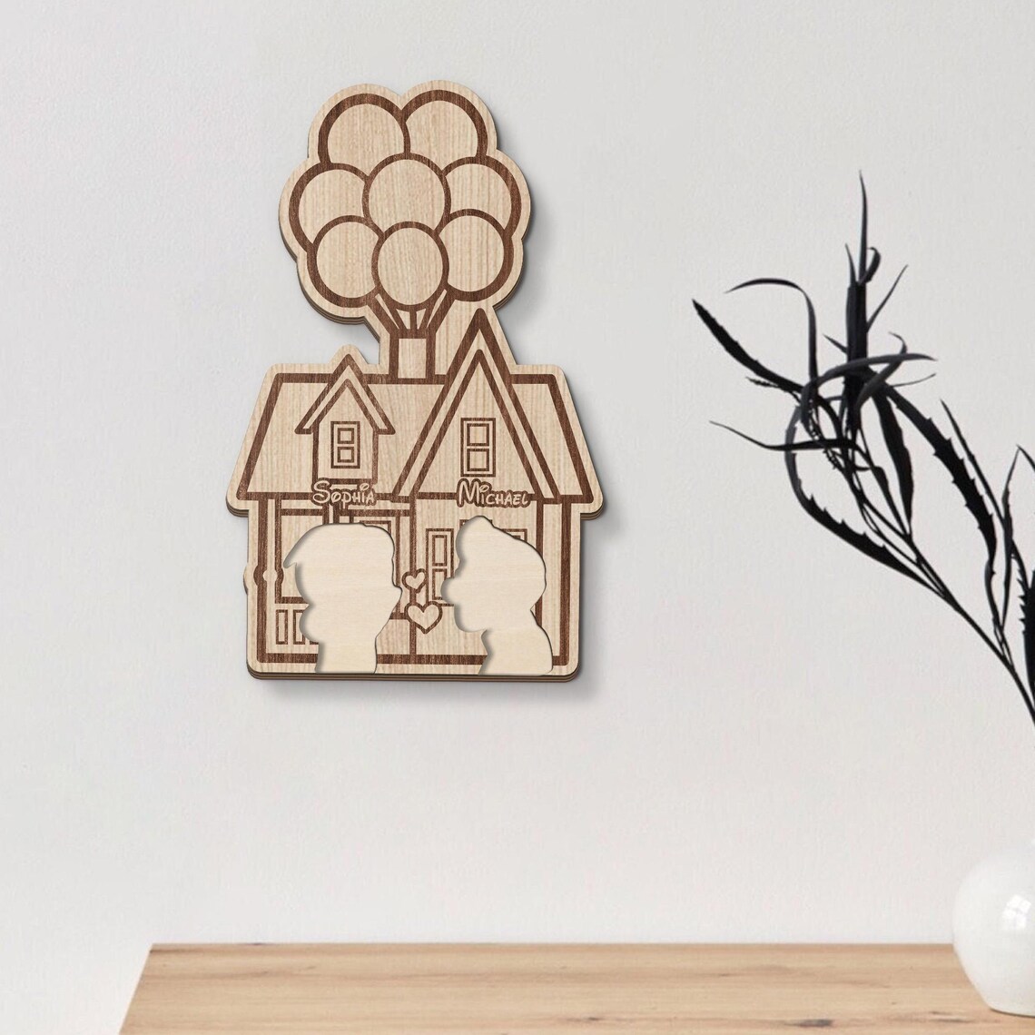 Up Movie Inspired Personalized Key Holder, Carl and Ellie Key, Balloon ...