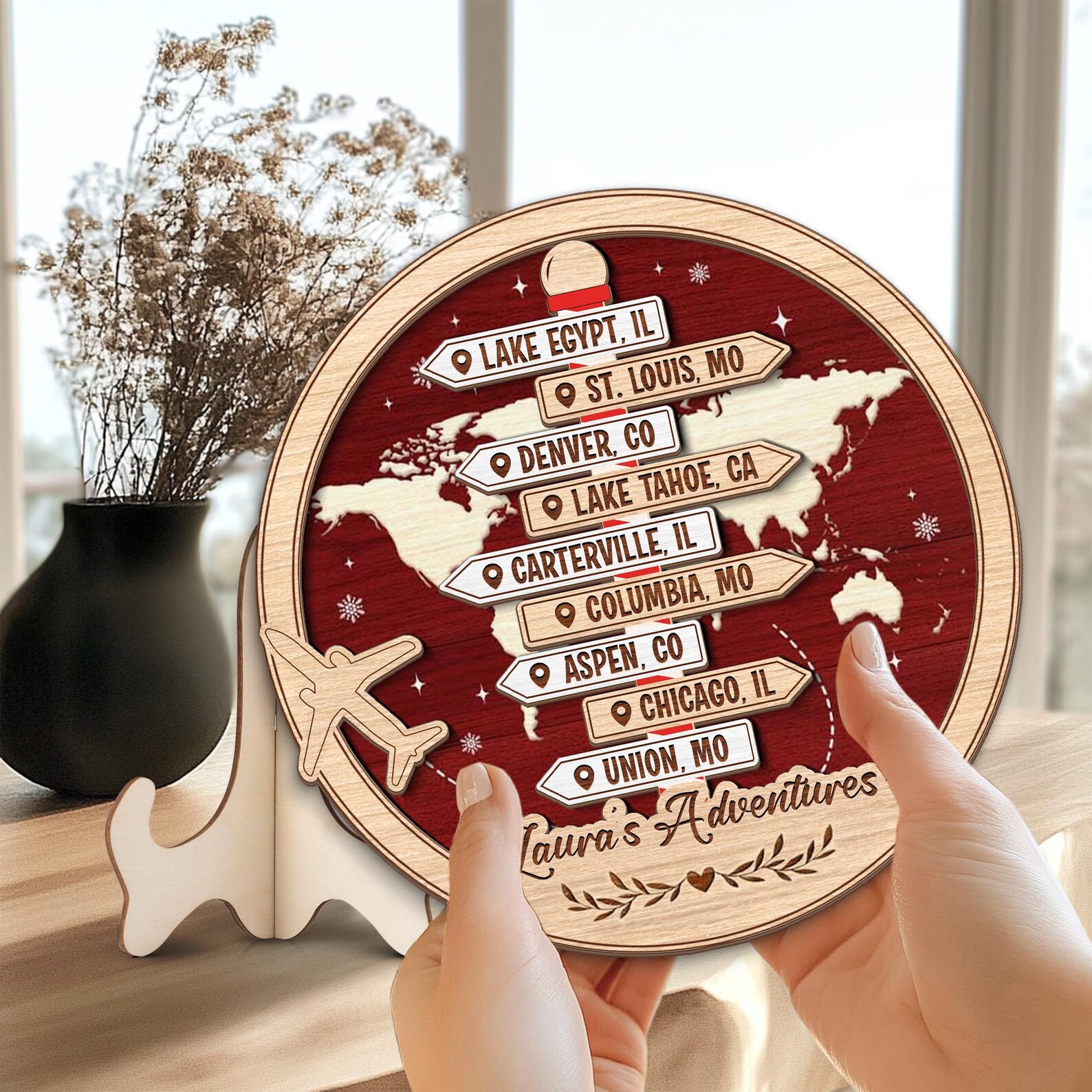 Personalized Travel Adventure Wooden Sign, Custom Traveling Destination ...