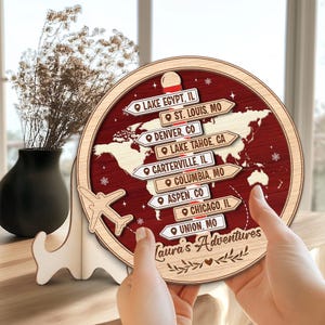 Personalized Travel Adventure Wooden Sign, Custom Traveling Destination ...