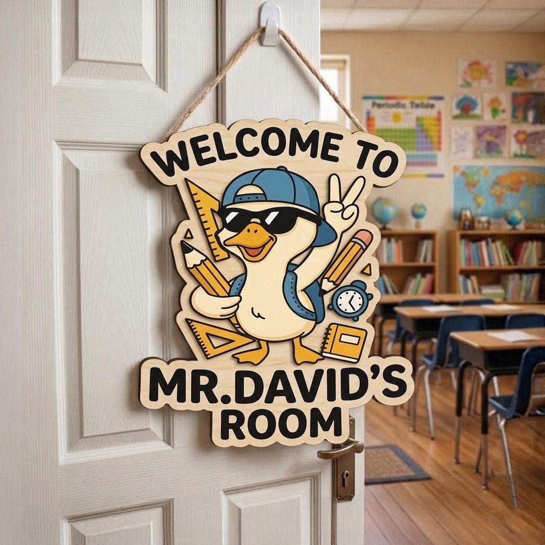 Cute Teacher Door Sign, Welcome Classroom Sign, Personalized Teacher ...