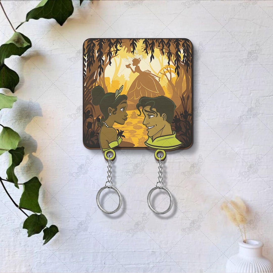 Personalized the Princess and the Frog Couple Wooden Keychain, Disney ...