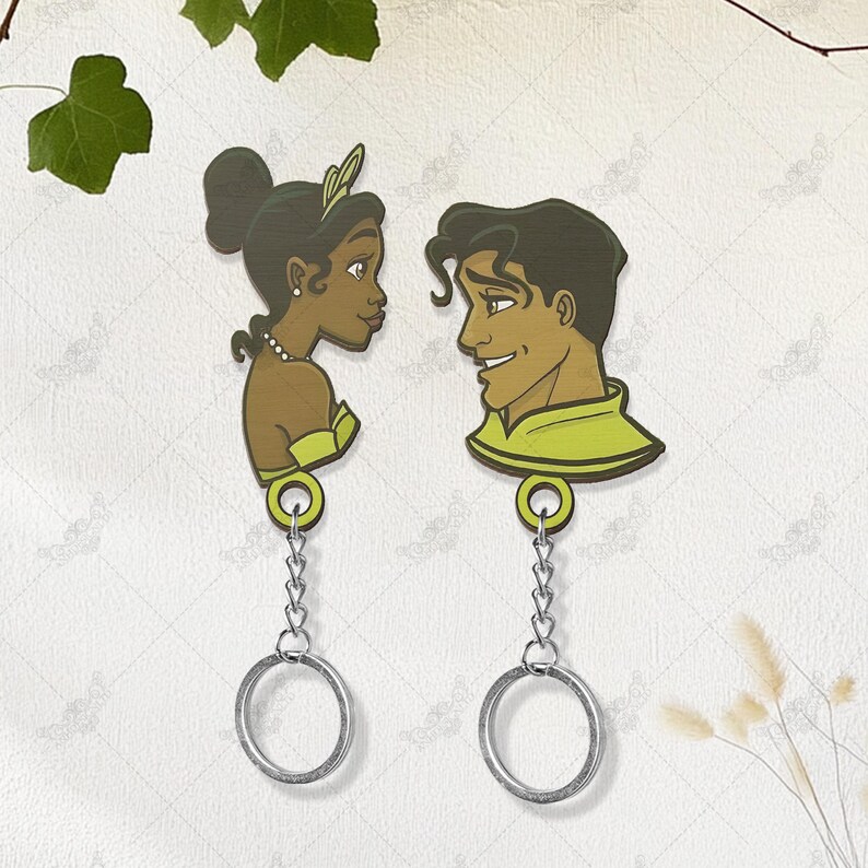 Personalized the Princess and the Frog Couple Wooden Keychain, Disney ...