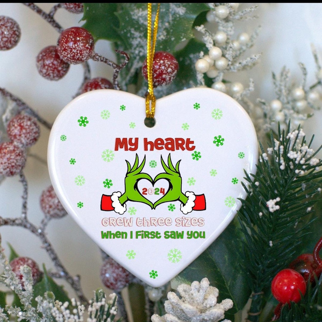 Custom Grinch Ornament, His Heart Grew Three Sizes Ornament, Mr. Grinch ...
