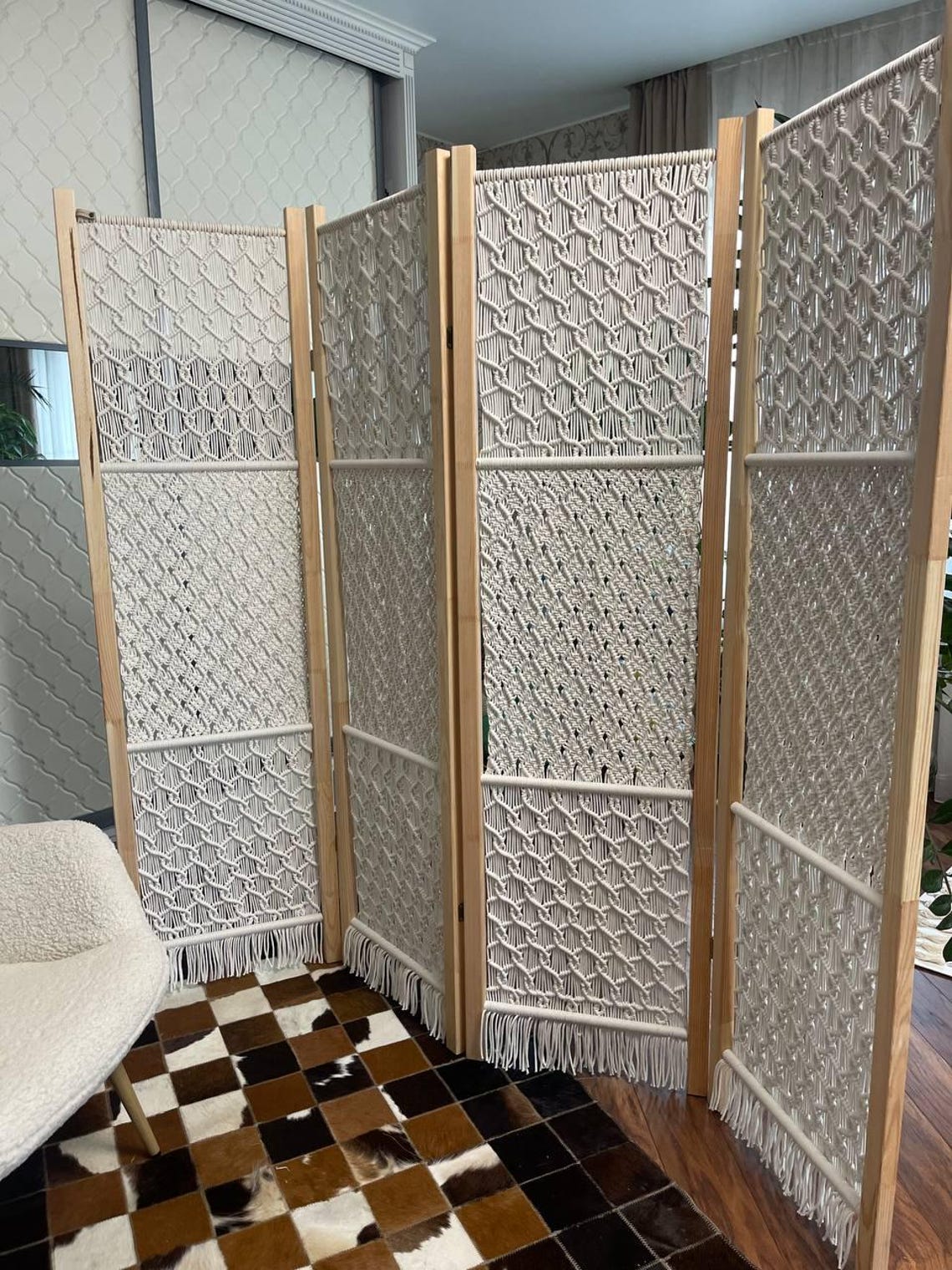 Room Divider, Macrame Screen Partition, Boho Room Partition, Boho Home ...