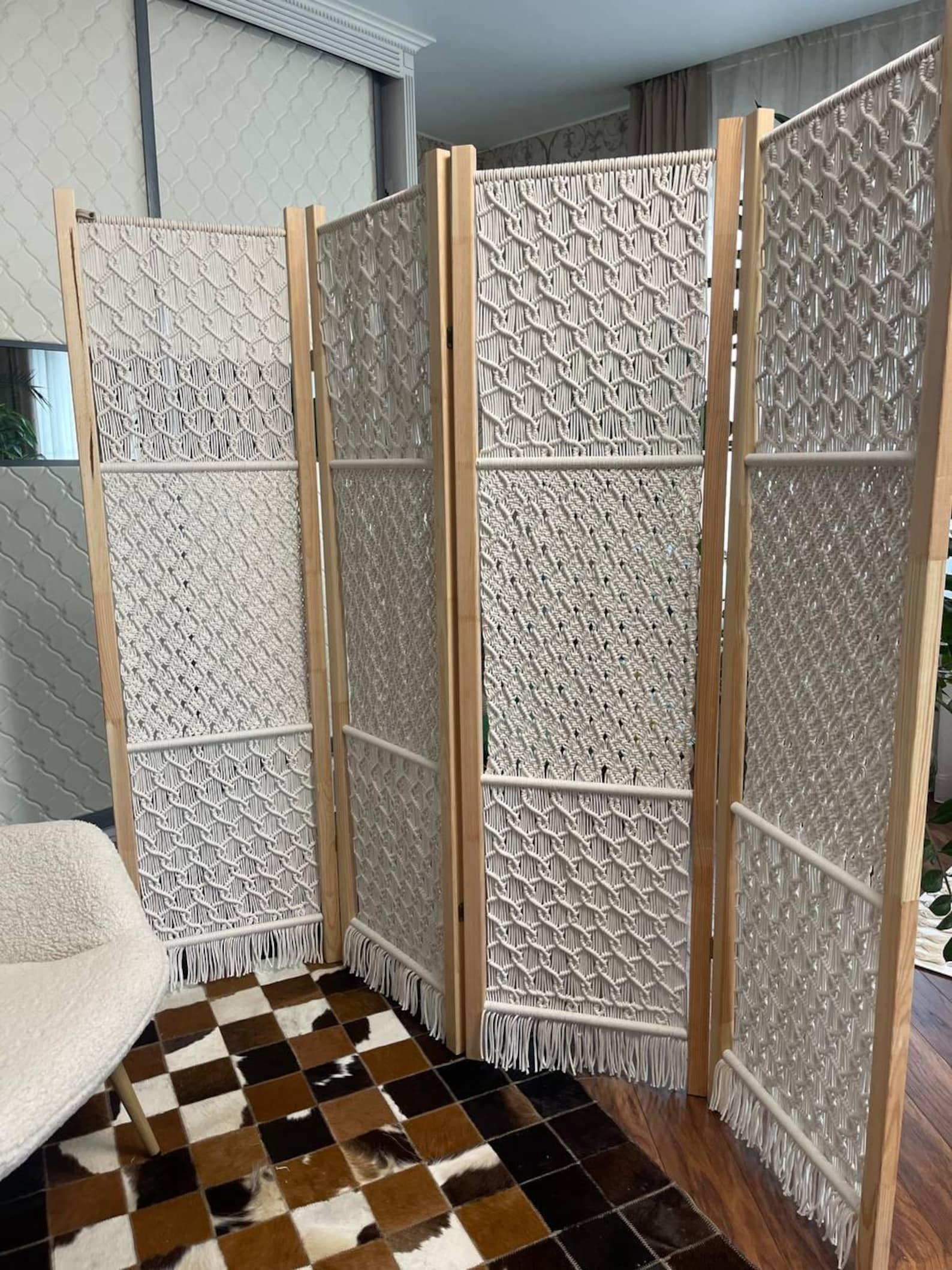 Room Divider, Macrame Screen Partition, Boho Room Partition, Boho Home ...