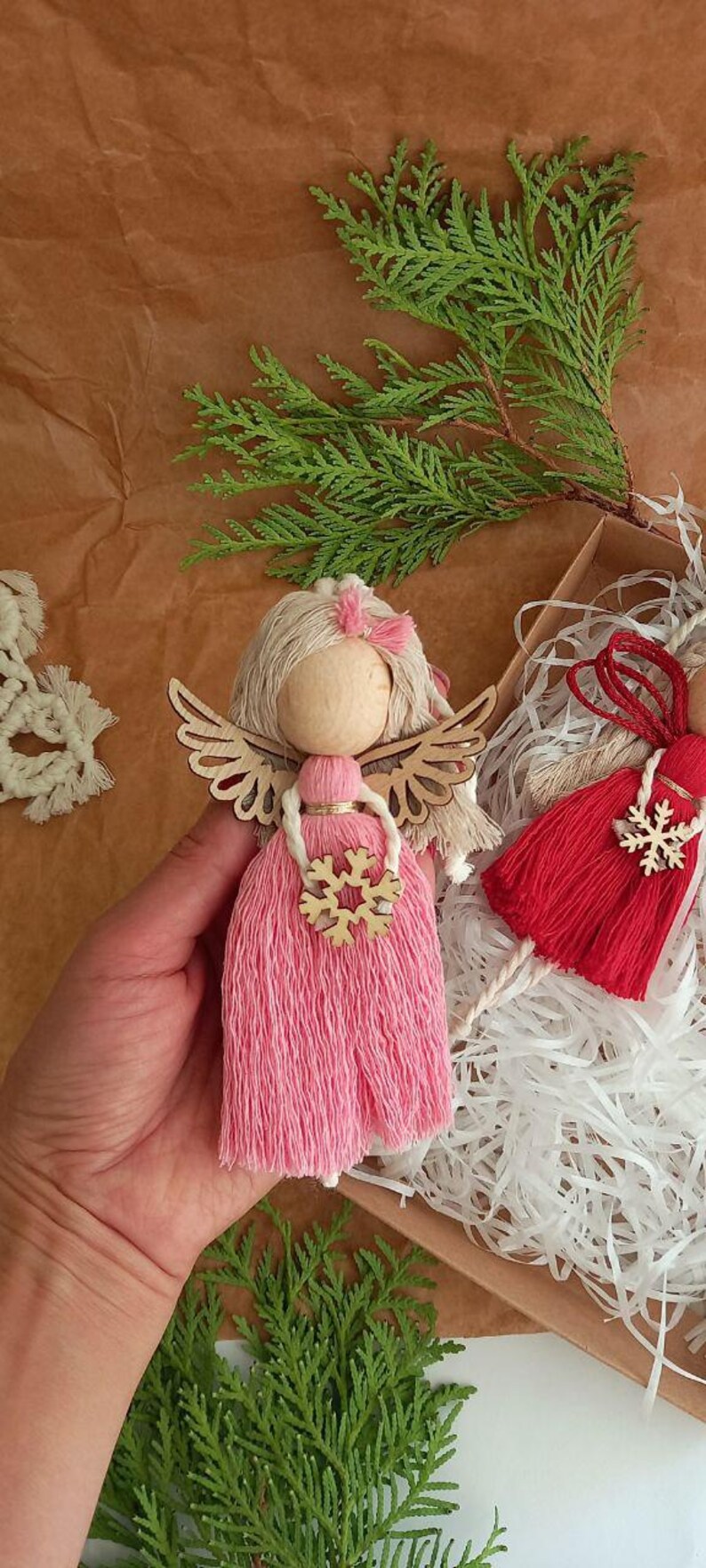 Macrame Tree Ornaments, Christmas Angel Decorations, Macrame Holiday ...