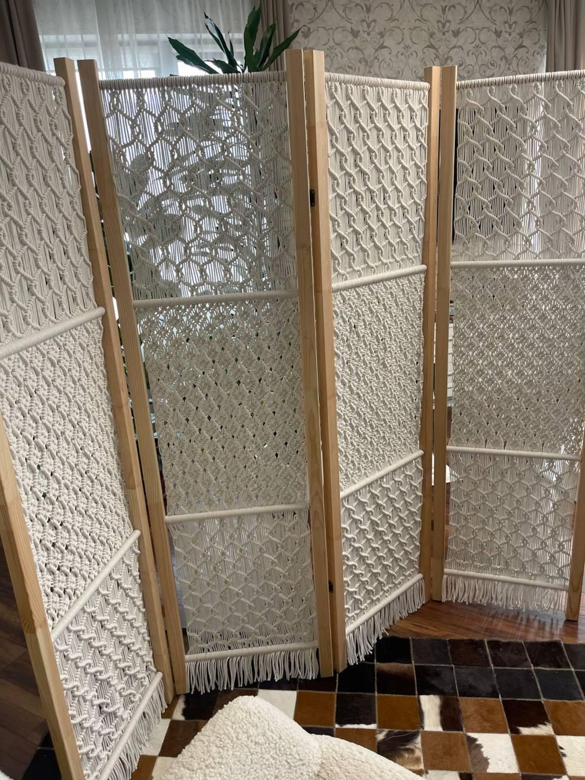 Room Divider, Macrame Screen Partition, Boho Room Partition, Boho Home ...