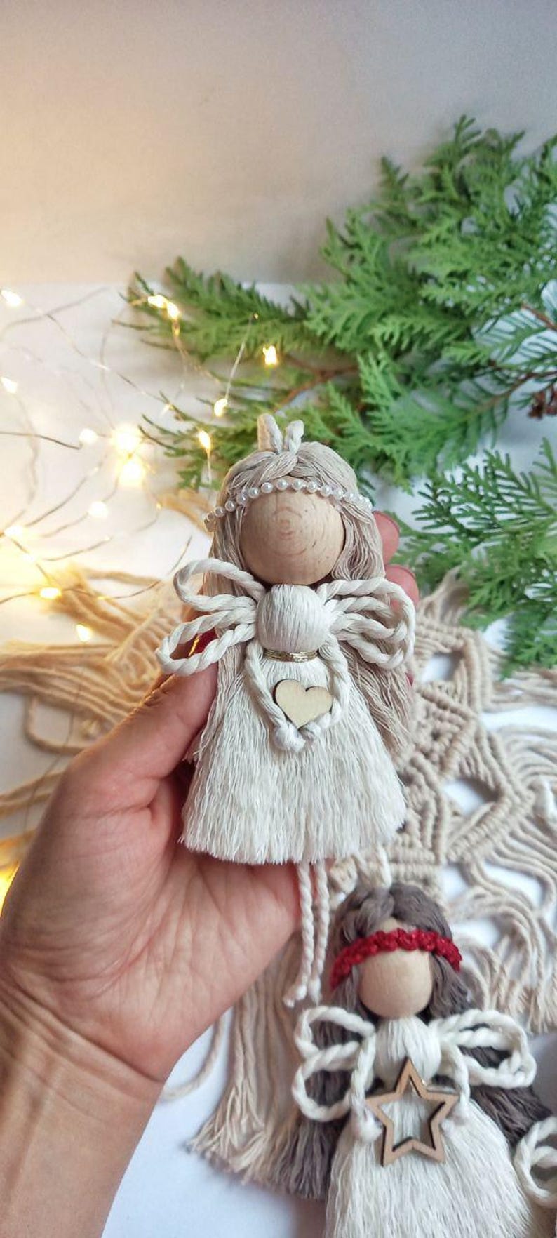 Macrame Tree Ornaments, Christmas Angel Decorations, Macrame Holiday ...
