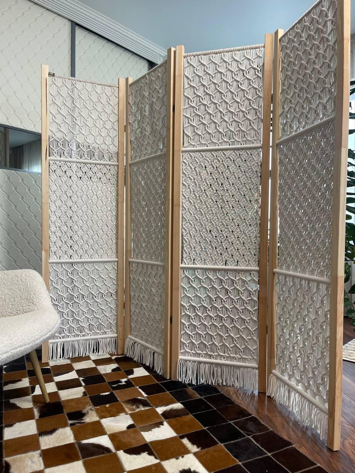 Room Divider, Macrame Screen Partition, Boho Room Partition, Boho Home ...