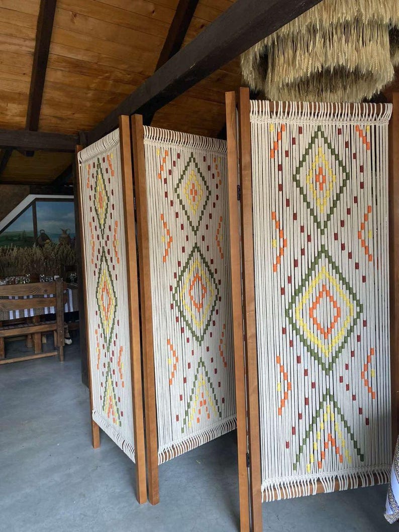Room Divider, Macrame Screen Partition, Boho Room Partition, Boho Home ...