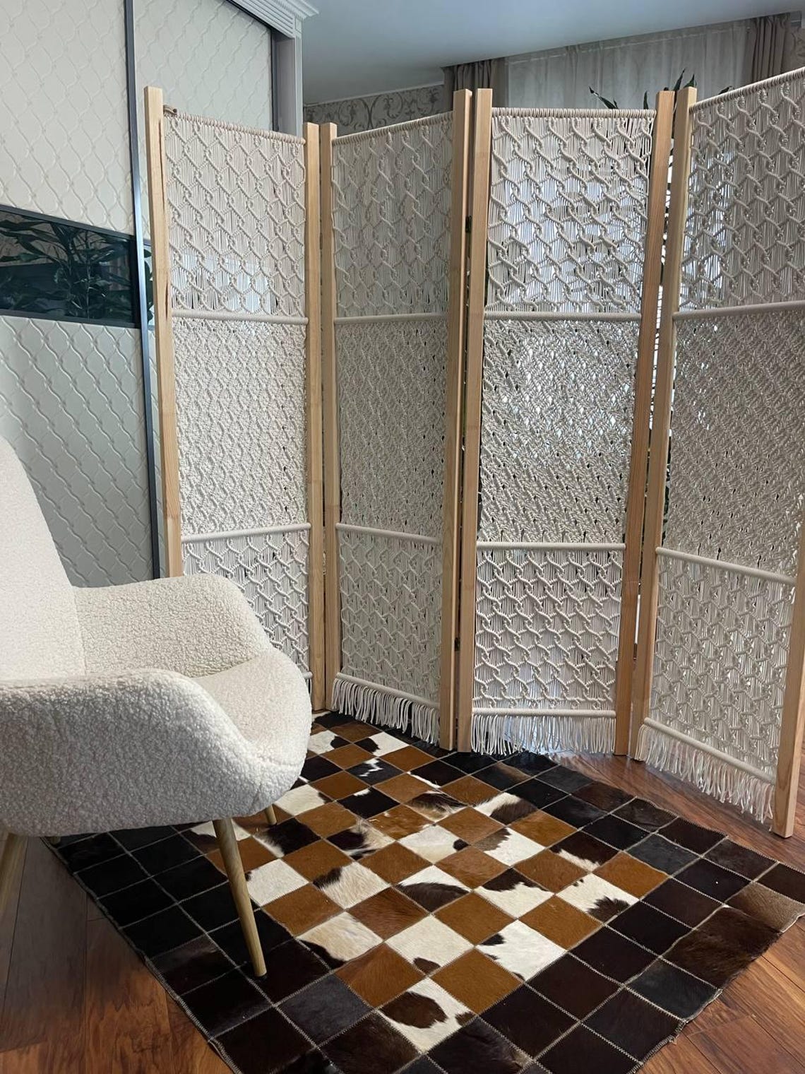 Room Divider, Macrame Screen Partition, Boho Room Partition, Boho Home ...