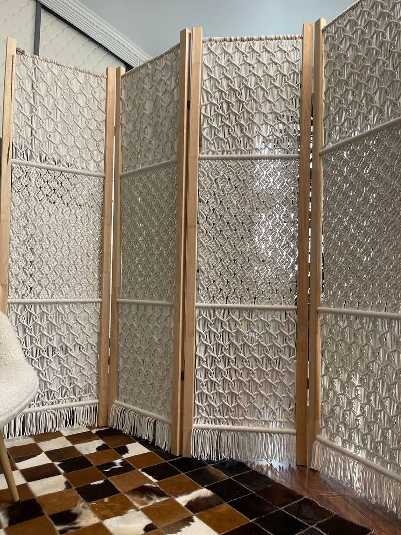 Room Divider, Macrame Screen Partition, Boho Room Partition, Boho Home ...
