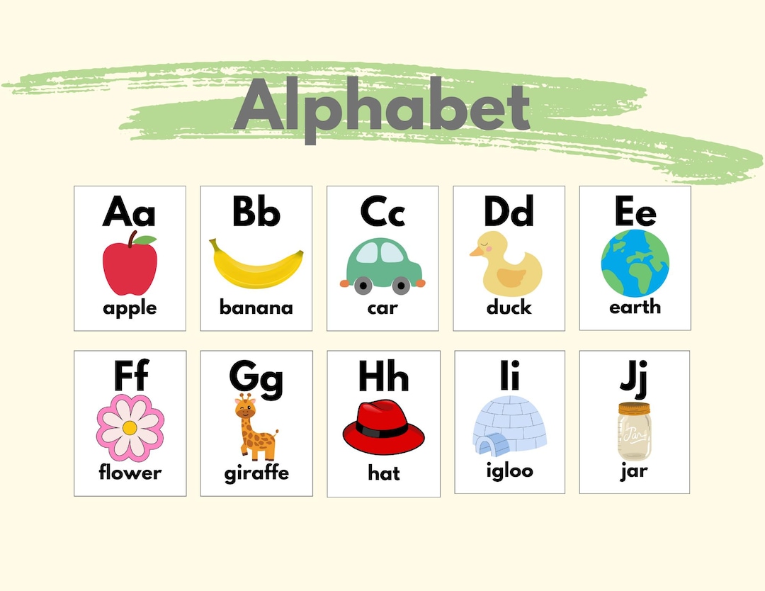 Alphabet - Digital Download - Teaching Aid - Printable Flash Cards - Etsy