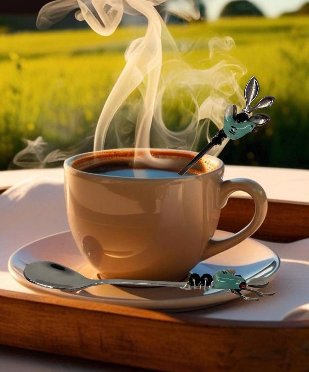 Bird Ceramic Beaded Teaspoon Tea Coffee Honey Sugar Spoon Wire Wrapped ...