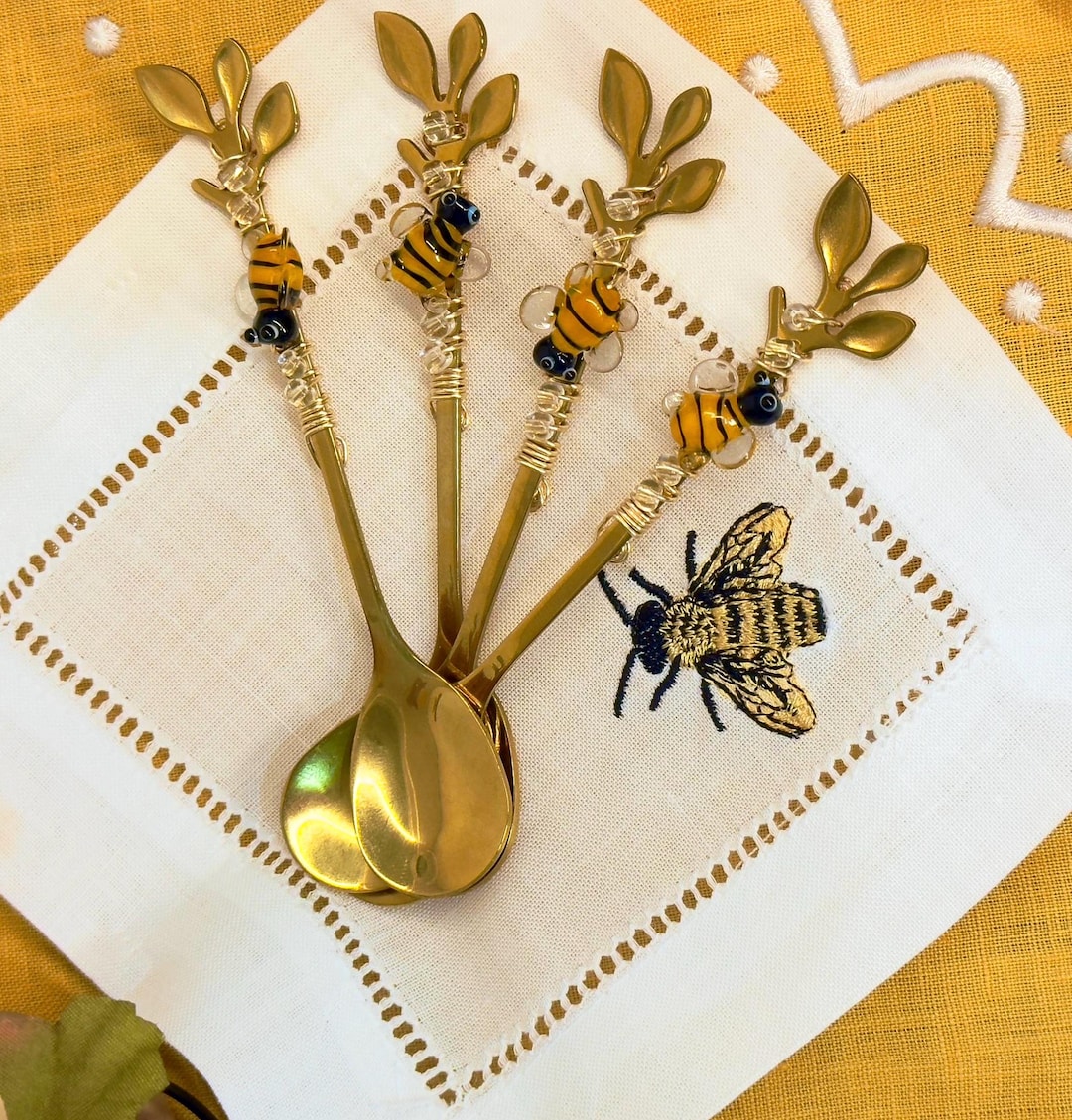 Bee Glass Beaded Teaspoon: Wire Wrapped Handmade Sugar Spoon - Etsy