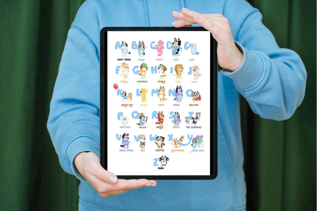 Bluey Alphabet Chart Phonics Chart Letter Sound Activity Alphabet Chart ...