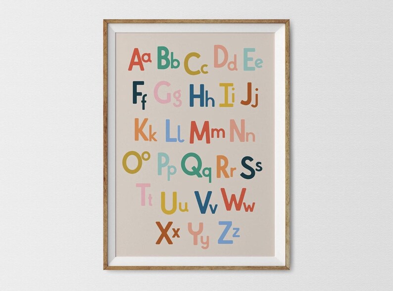 Rainbow Alphabet Poster, Educational Wall Art Printable, Homeschool ...