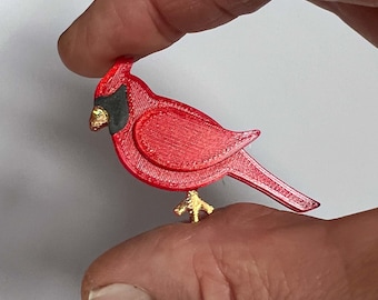 Cardinal Pin Brooch Bird Spring Winter Snow Pinecone Embroidered Theme ...