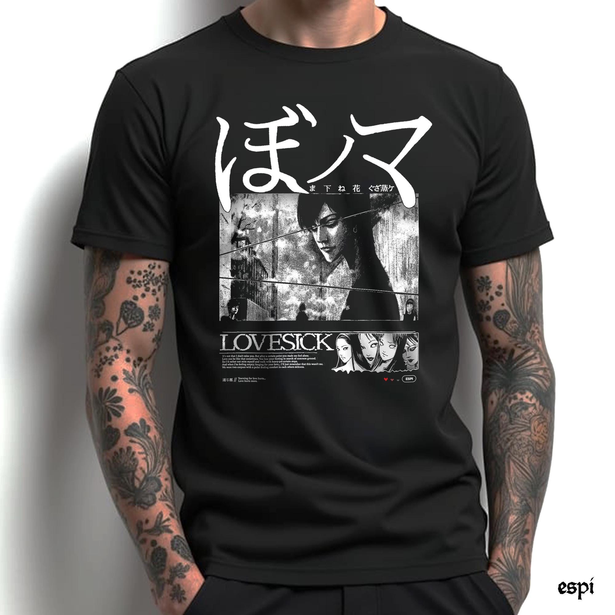 Junji Ito "lovesick" T-shirt: Manga Style Merch | Goth, Romantic ...