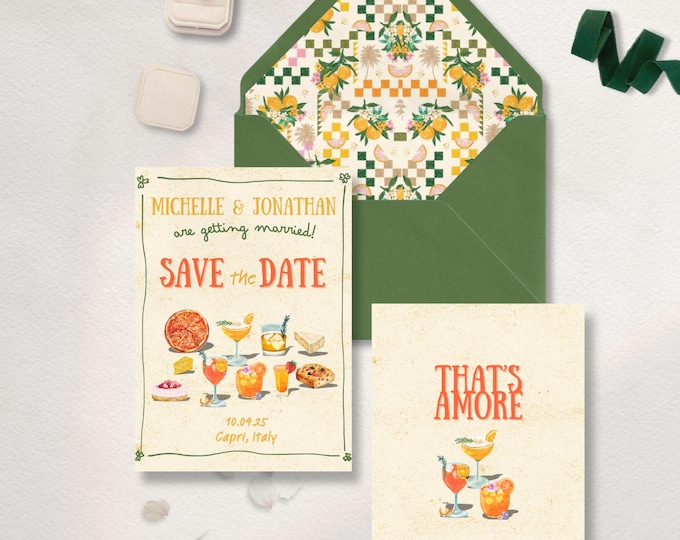 Fun Italian-themed Save the Date | Capri Wedding | Customizable With ...