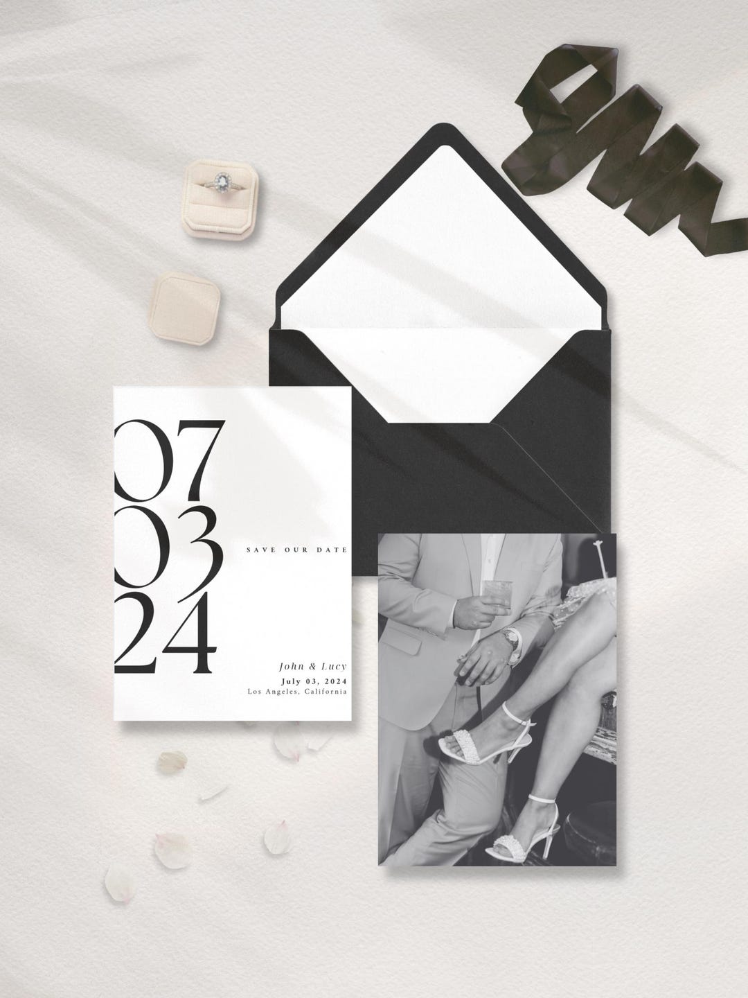 Black & White - Large Numbers - Save the Date Editable Template DIY - Etsy