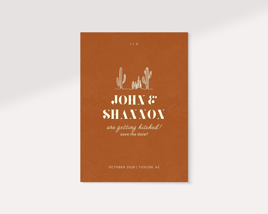 Desert Cactus Save the Date | Custom Card | Terracotta Theme | Made to ...