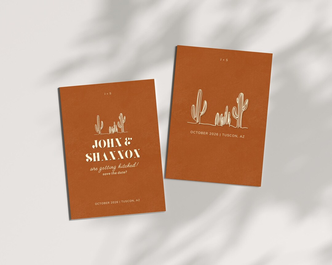 Desert Cactus Save the Date | Custom Card | Terracotta Theme | Made to ...